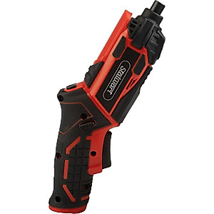 4V Electric Screwdriver 45-Piece Set - Rechargeable Cordless 4.5Nm 250RPM Screw Gun with Dual Position Grip and LED Light by Stalwart (Red)