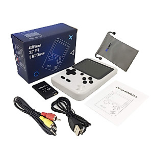 RFiotasy Handheld Game Console with 400 Classical FC Games Console 2.8-Inch Color Screen Support for TV Out , Christmas Birthday Presents for Kids, Adults (White)