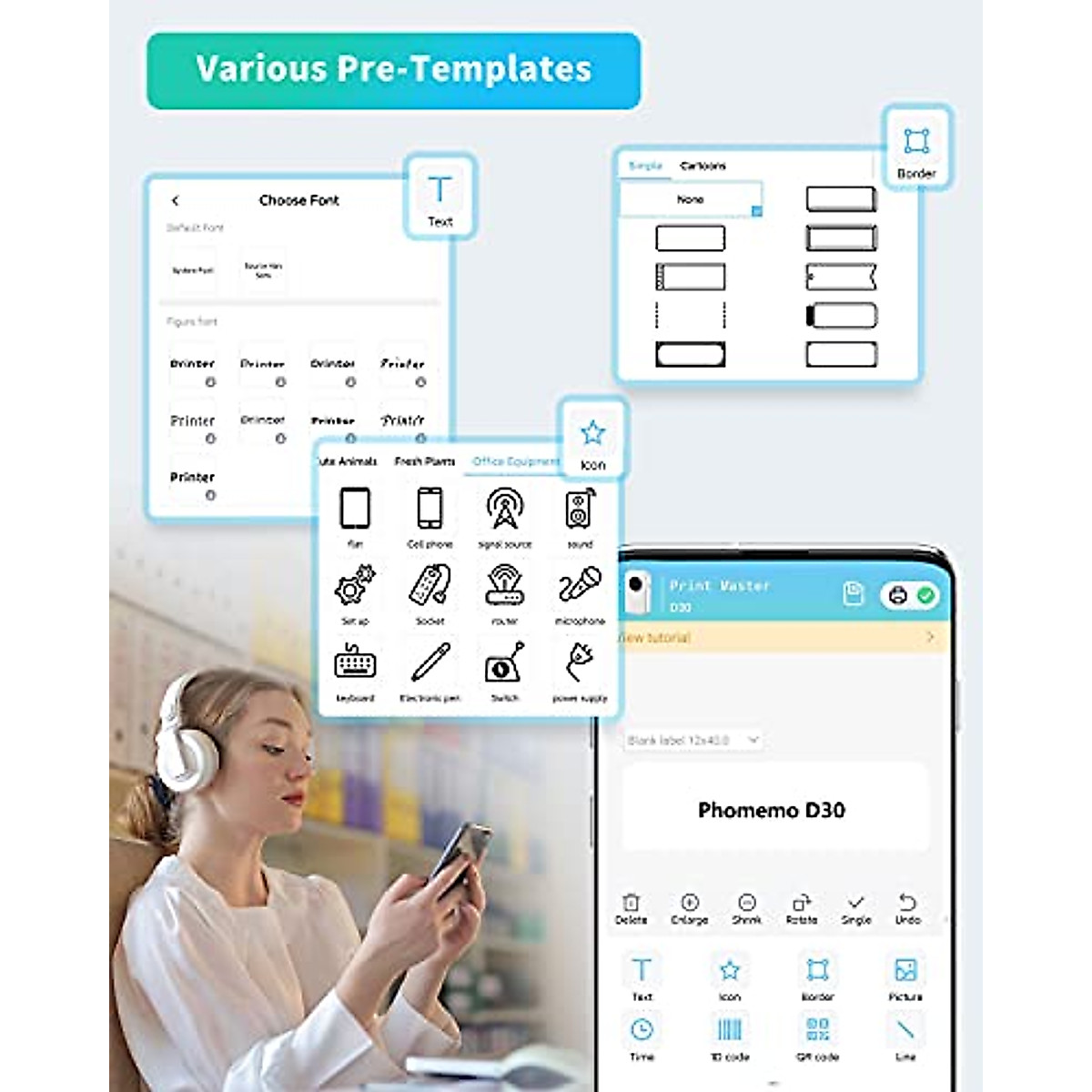 Phomemo Labeler Label Maker,Portable Bluetooth Thermal Label Makers,Compatible for Android & iOS System Gift for Father's Day - Milky White