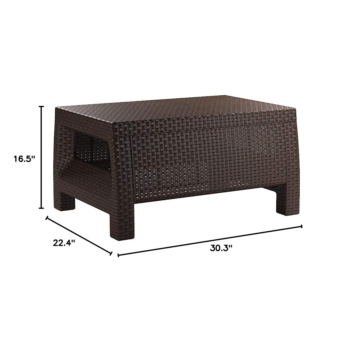 Keter Corfu Coffee Table Modern All Weather Outdoor Patio Garden Backyard Furniture, Brown