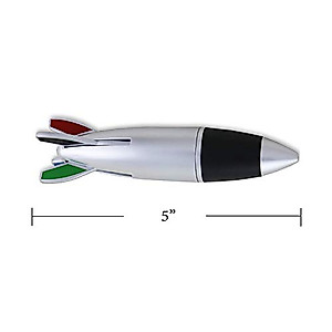 VNFLY 2-Pack Rocket Pens, 4-Color Ballpoint Pen, Fat Pens, Jumbo Pens with Rubber Grip (Silver)