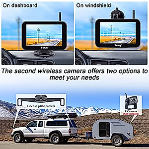 Yakry Wireless Backup Camera HD 1080P 5 Inch Monitor 2 Channels Kit System Bluetooth Hitch Rear View Reverse Cam Truck Car Camper RV Minivan Waterproof Night Vision DIY Gridlines Y24