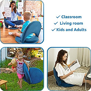 Nnewvante Floor Chair Adjustable Back Support Chair Foldable Meditation Seating Suede-Like Fabric Multiangle Cushioned Recliner for Adults Kids Video-Gaming Reading Watching, Navy