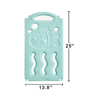 Albott Foldable Baby Playpen Kids Play Yard 2-Panel Extension (White+ Blue)