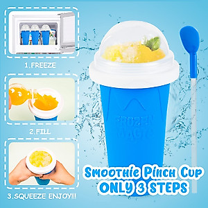 Slushie Maker Cup - TIK TOK Quick Frozen Magic Cup, Double Layers Slushie Cup, DIY Homemade Squeeze Icy Cup, Fasting Cooling Make And Serve Slushy Cup For Milk Shake, Smoothies, Slushies - Blue