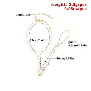 Yheakne Boho Finger Ring Bracelet Gold Rhinestone Slave Bracelet Vintage Layered Tassel Bracelet Personalize Bracelet Hand Chain Jewelry for Women and Girls Gifts (Style 2)