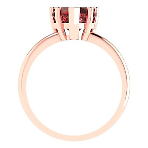 Clara Pucci 2.0 ct Heart Cut Solitaire Natural Deep Pomegranate Dark Red Garnet Bridal Designer Anniversary Engagement Ring 14k Rose Gold