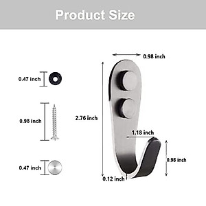 N & N 12 Pcs Stainless Steel Hooks for Hanging, Heavy Duty Wall Hooks, Coat Hooks, Single Robe Hook, Towel Hooks, Key Hooks for Bathroom, Kitchen, Garage, Outdoor and Office (Silver)