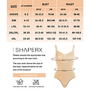 SHAPERX Women's Shapewear Bodysuit Tummy Control Body Shaper Seamless Sculpting Snatched Waist Body Suit，SZ5215-Beige-L/XL