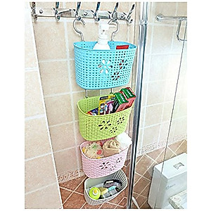 LAAT1pcs Storage Basket Plastic Hanging Shower Basket with Hook for Bathroom Shampoo Kitchen Shampoo Cosmetics Food Vegetable Hanging Organizer Holder