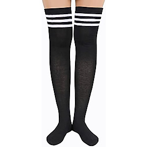 sockfun Striped Thigh High Socks Knee High Socks for Women Teen Girls, Long Socks Over the Knee Socks Striped Socks School Socks