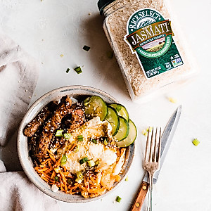 RiceSelect Jasmati, Long Grain Jasmine Rice, Gluten-Free, Non-GMO, 32 oz (Pack of 4 Jars)