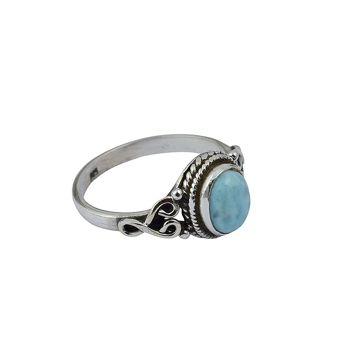 Larimar Stone Ring 925 Sterling Silver Statement Ring For Women Handmade Rings Gemstone Christmas Promise Ring Size US 11 Gift For Her