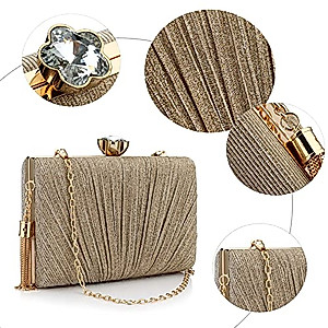 Rkrouco Women's Evening Bag Sparkle Sequin Evening Handbag,Lady Party Wedding Clutch Purse for Wedding Parties.(Gold)