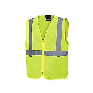 Pioneer Safety Vest for Men – Hi Vis Reflective Mesh Neon, Zipper Closure, Self-Color Binding for Traffic, Security Work – Orange, Yellow/Green