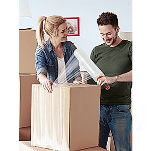 JARLINK 2 Pack Stretch Film, 15" x 1000ft Shrink Wrap for Pallet Wrap, Industrial Strength Stretch up to 650% Stretch with Handles, Self Adhering Packaging Heavy Duty Film for Moving, 68 Gauge, Clear