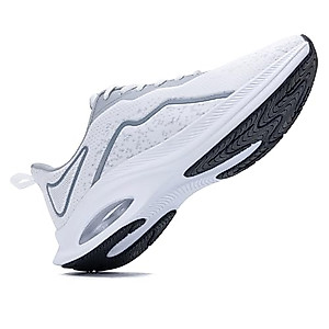 MAFEKE Mens Tennis Running Shoes Air Athletic Sneakers Lightweight Breathable Sport Jogging Gym Fitness Workout Outdoor Travel Footwear Comfortable Cushion Walking Shoes White Size 11