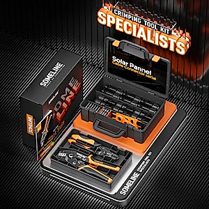 SOMELINE® Solar Connector Crimping Tool Kit, 14-10 AWG Crimper for Solar Panel Cables, Tool Kit with 12 Pairs of Solar Connectors and Wrench and Stripper and Crimper, Solar Panel Connectors