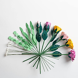 Lovepop Handcrafted Paper Flowers: Pink and Yellow Roses (6 Stems) - Unique 3D Floral Bouquet – Long Lasting Paper Roses for Valentine’s or Mother’s Day