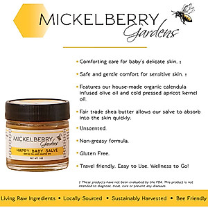 Herbal Baby Salve, Natural Diaper Rash Ointment - Organic Calendula Body Products for Babies (1 ounce)