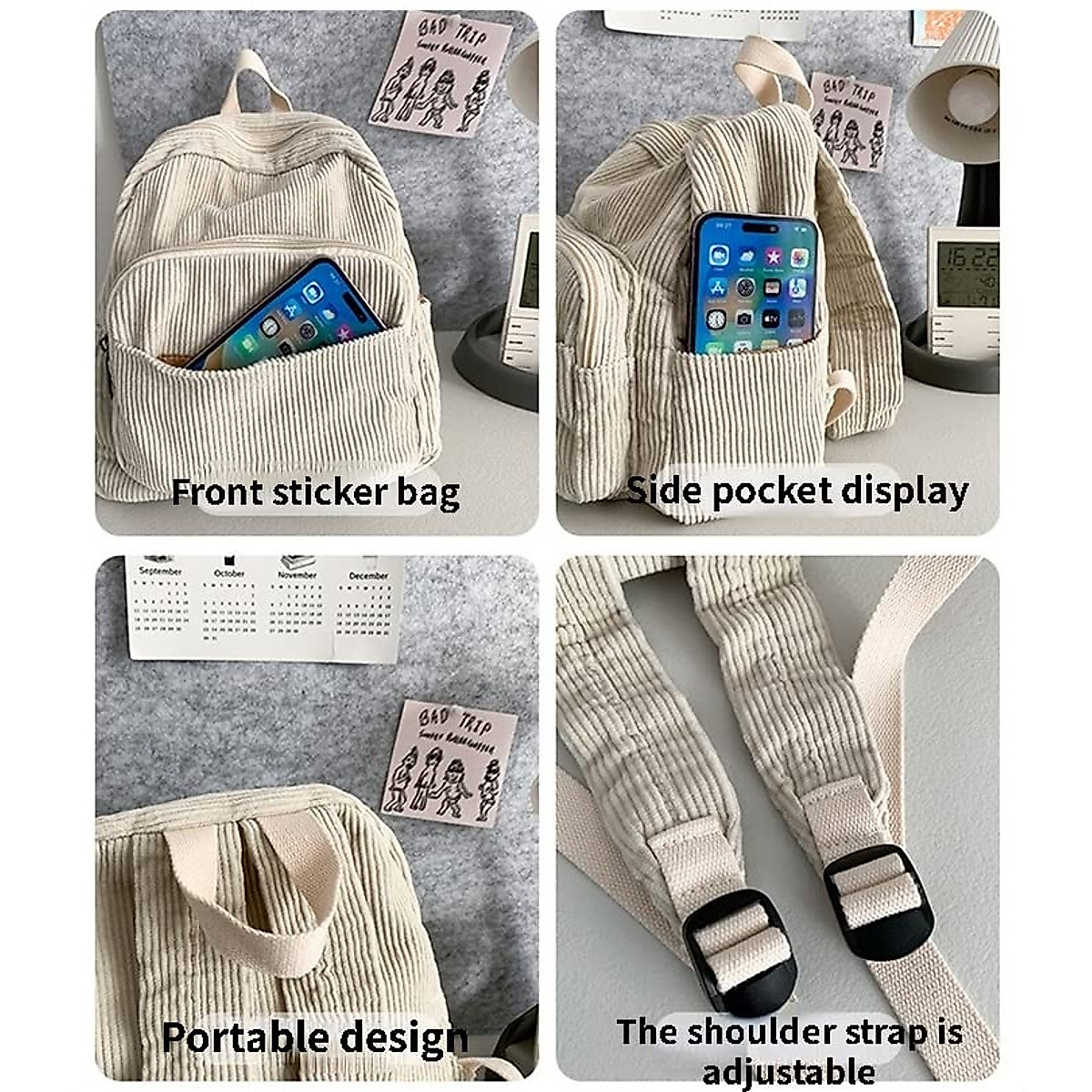 Aiyify Small Backpack Purse Grunge Accessories Purse Backpack for Women Mini Backpack Purse Travel Backpack (White)