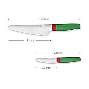 KINGSTONE Fruit Knife, 7 Inch Kitchen Knife & 3.3 Inch Paring Knife with Unique Round Head for Safe Use, High Carbon Stainless Steel with Gift Box
