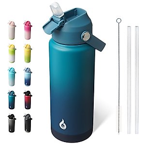 BJPKPK Water Bottle with Straw Lid, 24oz Vacuum Insulated Water Bottles, Metal Stainless Steel Water Bottle for Sports, Travel, BPA Free Leak Proof Thermos, Cups, Flasks, Tumblers,Vast