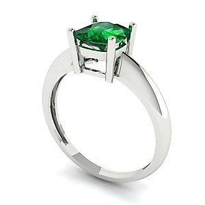Clara Pucci 1.50 ct Cushion Cut Solitaire VVS1 Green Emerald Wedding Bridal Designer Anniversary Engagement Ring 14k White Gold 5.75
