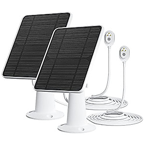 Solar Panel Charger Compatible with Arlo Ultra/Ultra 2/Pro 3/Pro 4/Pro 3 Floodlight Security Camera, 5V 4W Solar Panels Charging IP65 Weatherproof w/ 9.8ft Charging Cable Adjustable Wall Mount, 2 Pack