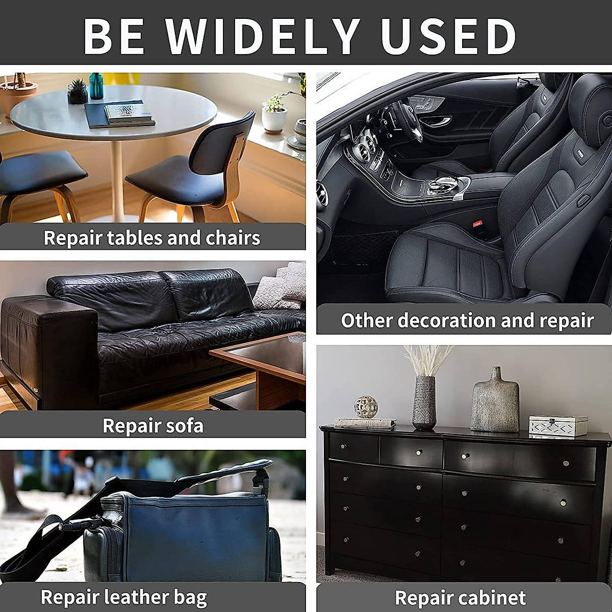 Lifeshoon Leather Repair Patch, 17X79 inch Self Adhesive Leather Repair, Large Leather Repair Tape for Couches, Furniture, Car Seats, Cabinets, Wall, Handbags （Black, 17X79 inch）