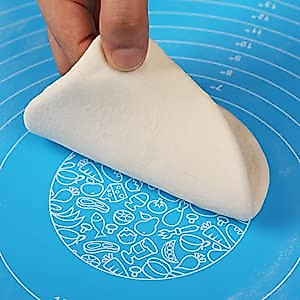 Silicone Baking Mat with Measurements - |Non Slip Non Stick| Pastry Rolling,Counter Mat,Dough Rolling Mat,Oven Liner,Fondant/Pie Crust Mat (25" x 18 ", blue)