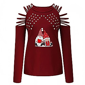 Women's Valentines Tops Happy New Year Cards Shirts Stocking Stuffers for Teens Novelty Item Finders Red