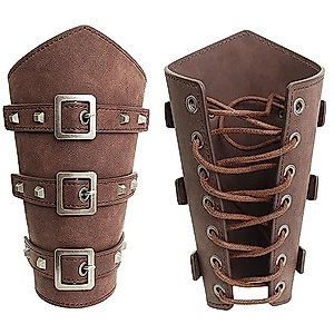 SMARCH Medieval Viking Leather Arm Guards for Men Renaissance Renaissance Viking Pirates Cosplay Costume Accessories for Halloween Parties, LARP and Ren Faire Cosplay (Brown)