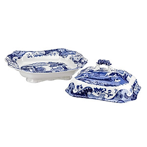 Spode Blue Italian Covered Vegetable Dish | 12 Inch Serving Dish and Dinner Table Centerpiece | Made of Fine Porcelain | Microwave and Dishwasher Safe