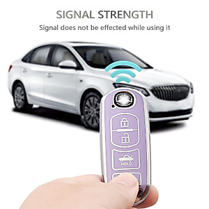 OFFCURVE Key Fob Cover with Keychain for Mazda, Car Key Fob Case Protector Mazda 2 3 5 6 8 CX3 CX4 CX5 CX7 CX9 Atenza Axela MX5 Speed3 Miata Car Accessories Smart Keyless Car Key Holder, Silver Purple