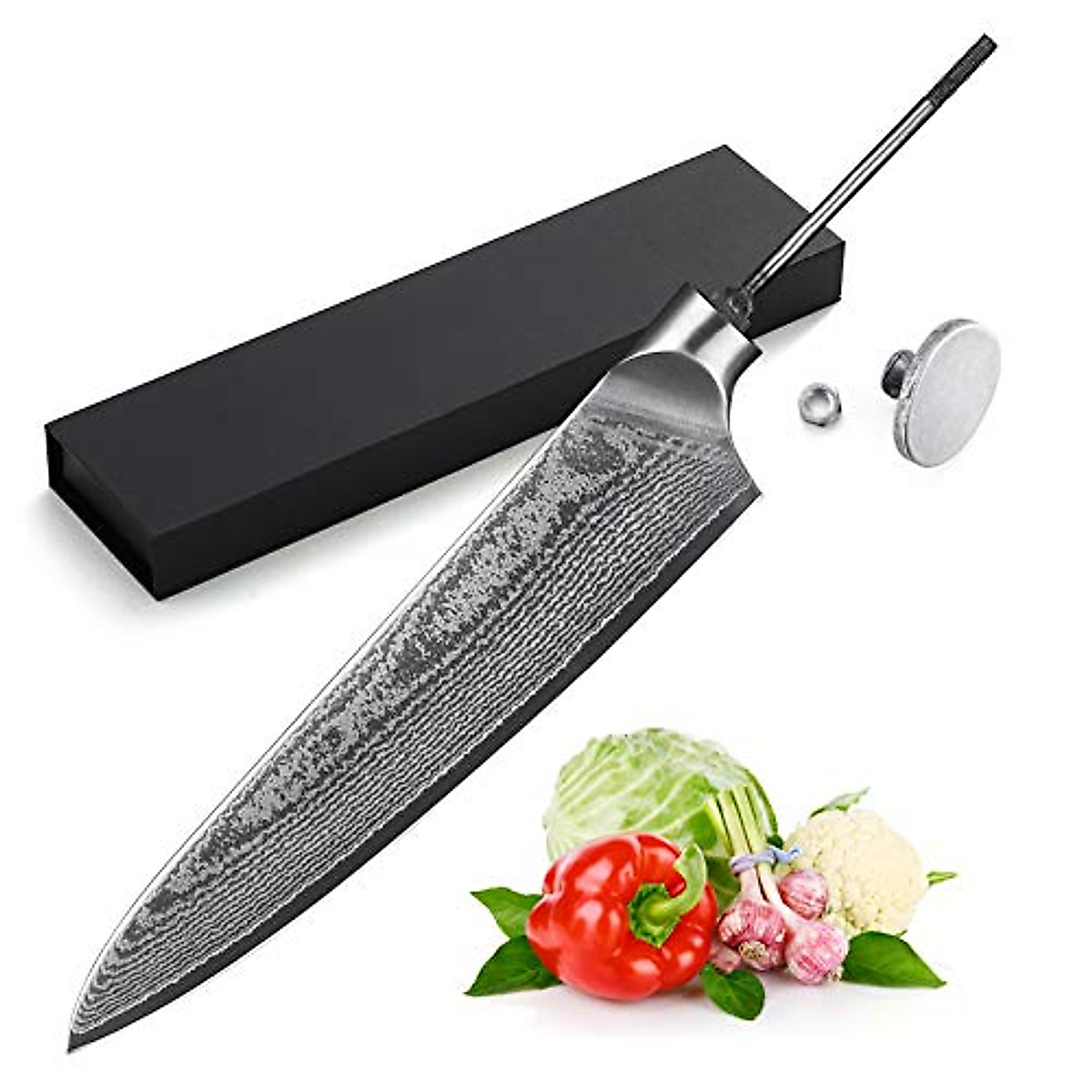 KATSURA Woodworking Project Kit – Gyuto Chef Knife Blank Hidden Tang – 8 Inch – Japanese Premium AUS 10, 67 Layers Damascus Steel – NO LOGO