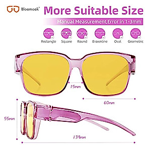 Bloomoak Polarized Large Fit Over Night Driving Glasses/ 2023 Updated AR-Coated Anti Glare/Oversized Night Vision Glasses Over Glasses