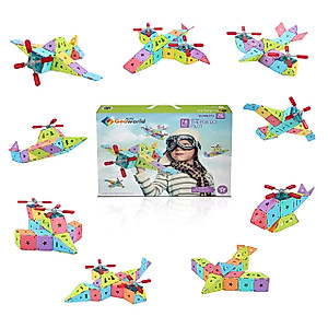 Magnetic Building Blocks For Kids - Preschool Learning Toys Shapes Block Educational Magnet Tiles Kids Toy Set - Durable Non-Toxic Magnetic Blocks For Toddlers 6 Months & Up - Hurtle HURBT74 (74 pcs)