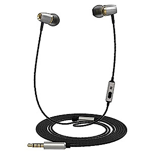 Betron in-Ear Headphones with Microphone - Extra S/M/L Noise Isolating Earbud Tips, Carry Case, Tangle-Free Cable, Wired 3.5mm Connection