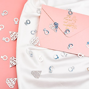 URROMA Wedding Decorations for Tables, Glitter Diamond Confetti Engagement Party Decorations Table Confetti for Bridal Shower Bachelorette Birthday Decorations, Silver