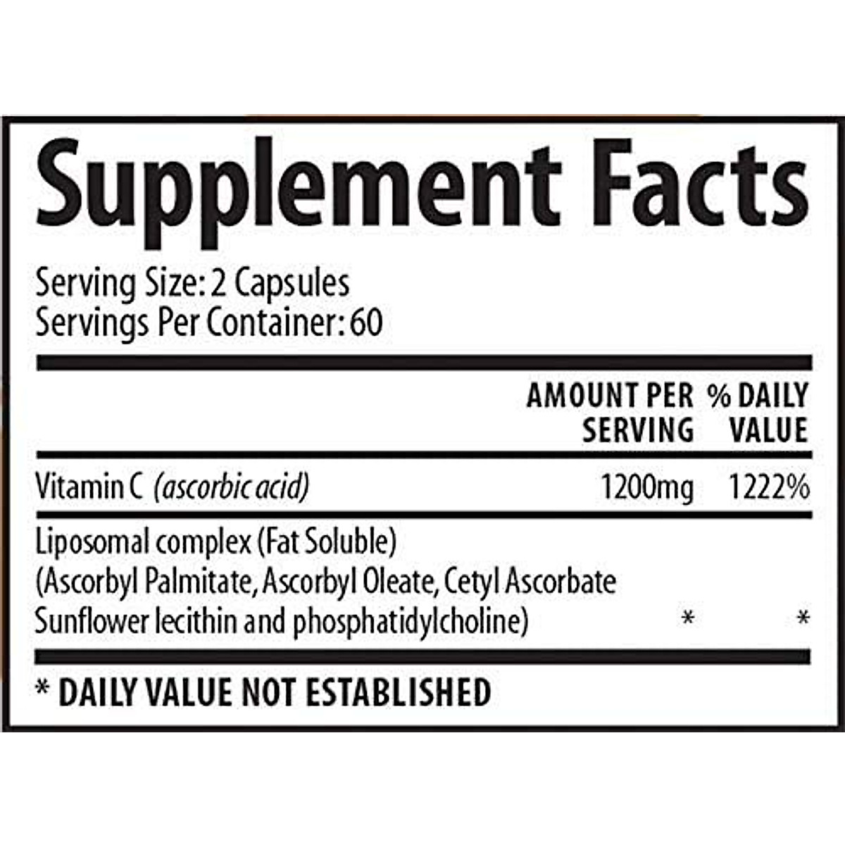 Liposomal Vitamin C Capsules 1200mg – Collagen Support, Powerful Antioxidant Boost, High Dose & High Absorption VIT C Ascorbic Acid Pills – 60 Servings – Easy to Swallow Capsules