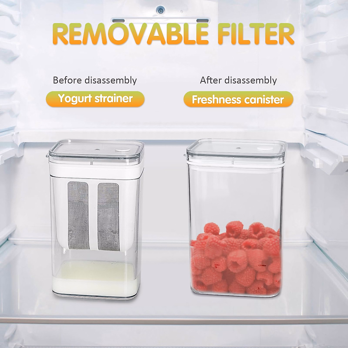 SMALLSHS Yogurt Strainer, Small 480ML (16 Oz) Fine Mesh Strainer, Rice Tea Juicing Food Sieve Strainer, Thick Greek Yogurt Milk Filter Kitchen Tools Reusable Homemade Cup with Stainless Steel Mesh