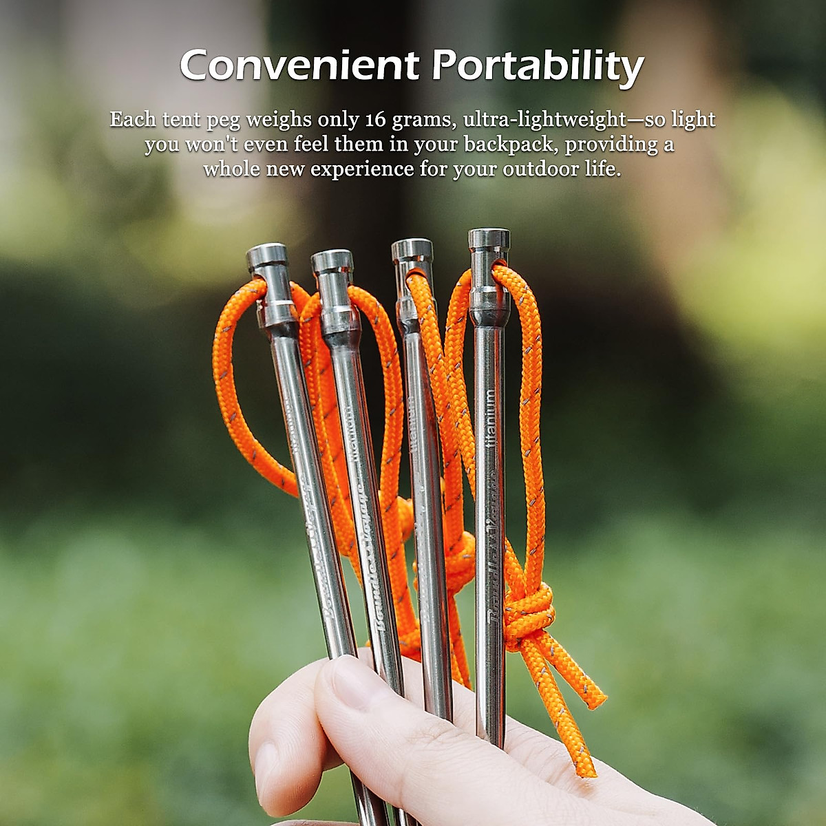 iBasingo 8pcs/lot Titanium Alloy Pegs 16.5cm Camping Tent Stakes Portable Tent Nails for Picnic Hiking Backpacking Ti4005P