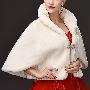 BIBOSS Faux Fur Shawls and Wraps,Thicken Winter Warm Scarf Wrap Shawl Shrug Fur Stole for Wedding Evening Party Prom Banquet