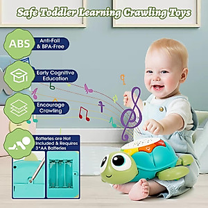Petmundo Crawling Snail Baby Toy, Walking Tummy Time Toy for Babies Dancing Early Learning Educational Toys, Interactive Musical Light up Toys Moving Toddler Kids Infants (Green)