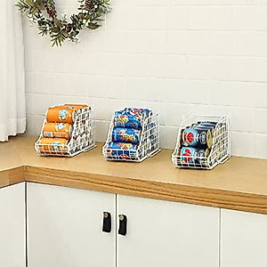 Stackable Pantry Can Dispenser Baskets 3-Pack, Standing Beverage Drink Pop Soda Can Storage Organizer Bin with Handles, Foldable Canned Food Holder for Kitchen Countertop Cabinet