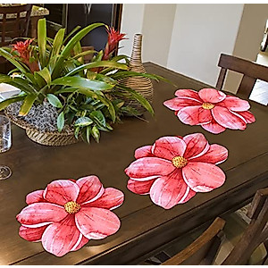 Gift Boutique Disposable Flower Shaped Paper Place Mats 50 Pack 13" x 13" Summer Pink Floral Charger Place Mat for Spring Flowers Dinner Table Setting Bridal Baby Shower Supplies Decorations