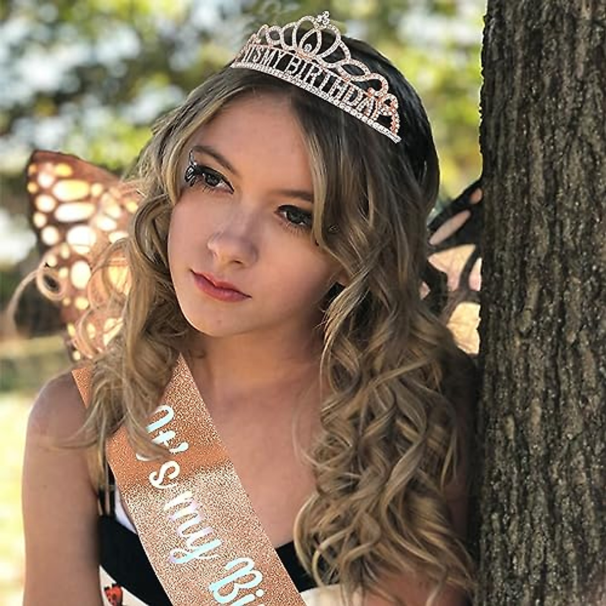 Birthday Tiara for Women & Glitter Its My Birthday Sash Birthday Crowns for Women Birthday Queen Sash and Tiara Birthday Crown and Sash for Women Parties Favors Birthday Decorations Gift (Gold)