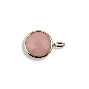 Pink Opal Checkerboard Charm 8mm Round Handmade In 14k Yellow Gold 1.60 Carats