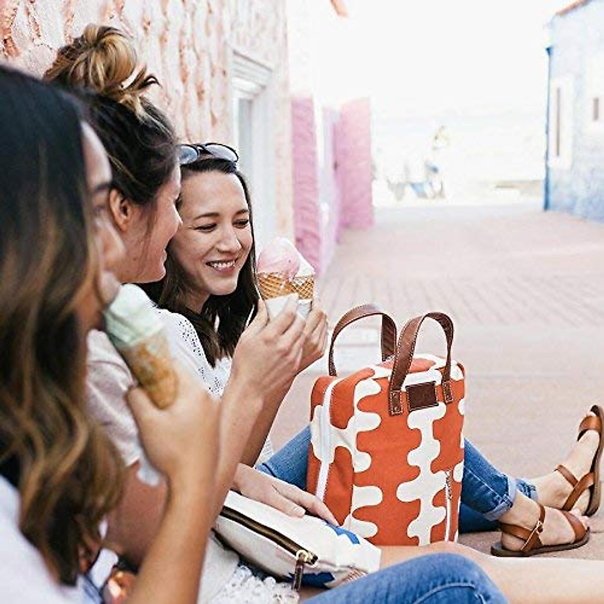 maika Recycled Canvas Zippered Backpack, Echo Tangerine, Red